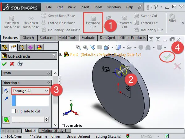Solidworks Tutorial: Circular Pattern - Tutorial45